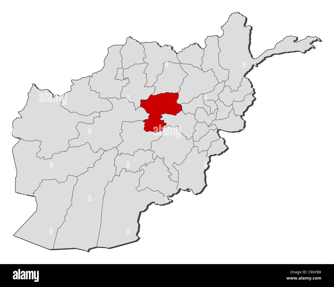 Political map of Afghanistan with the several provinces where Bamyan is ...