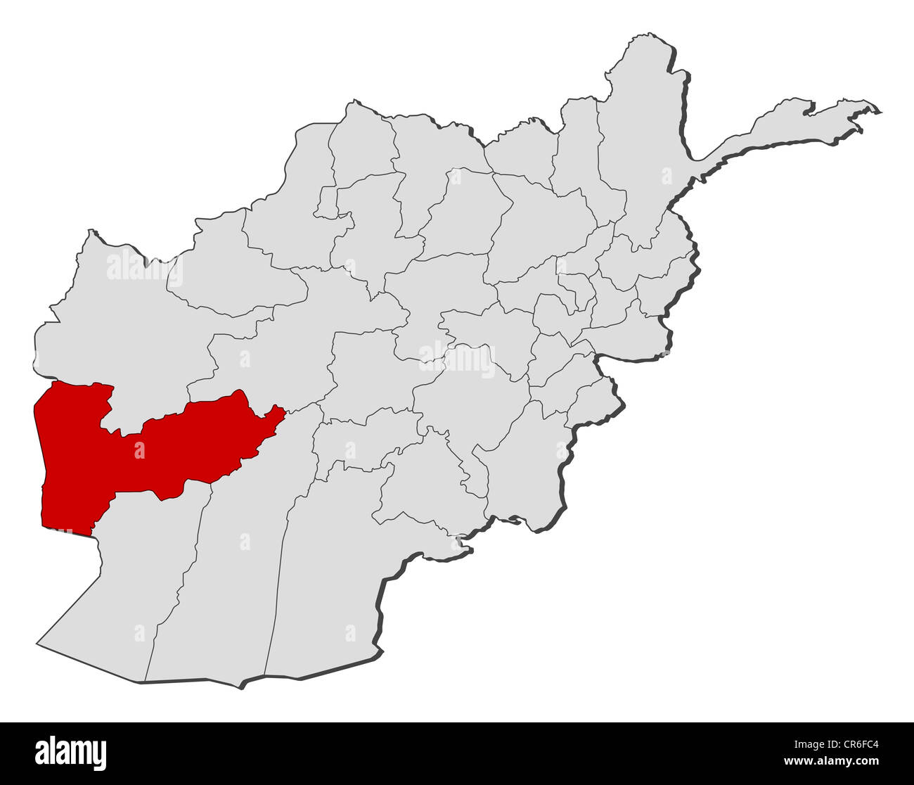 Political map of Afghanistan with the several provinces where Farah is ...