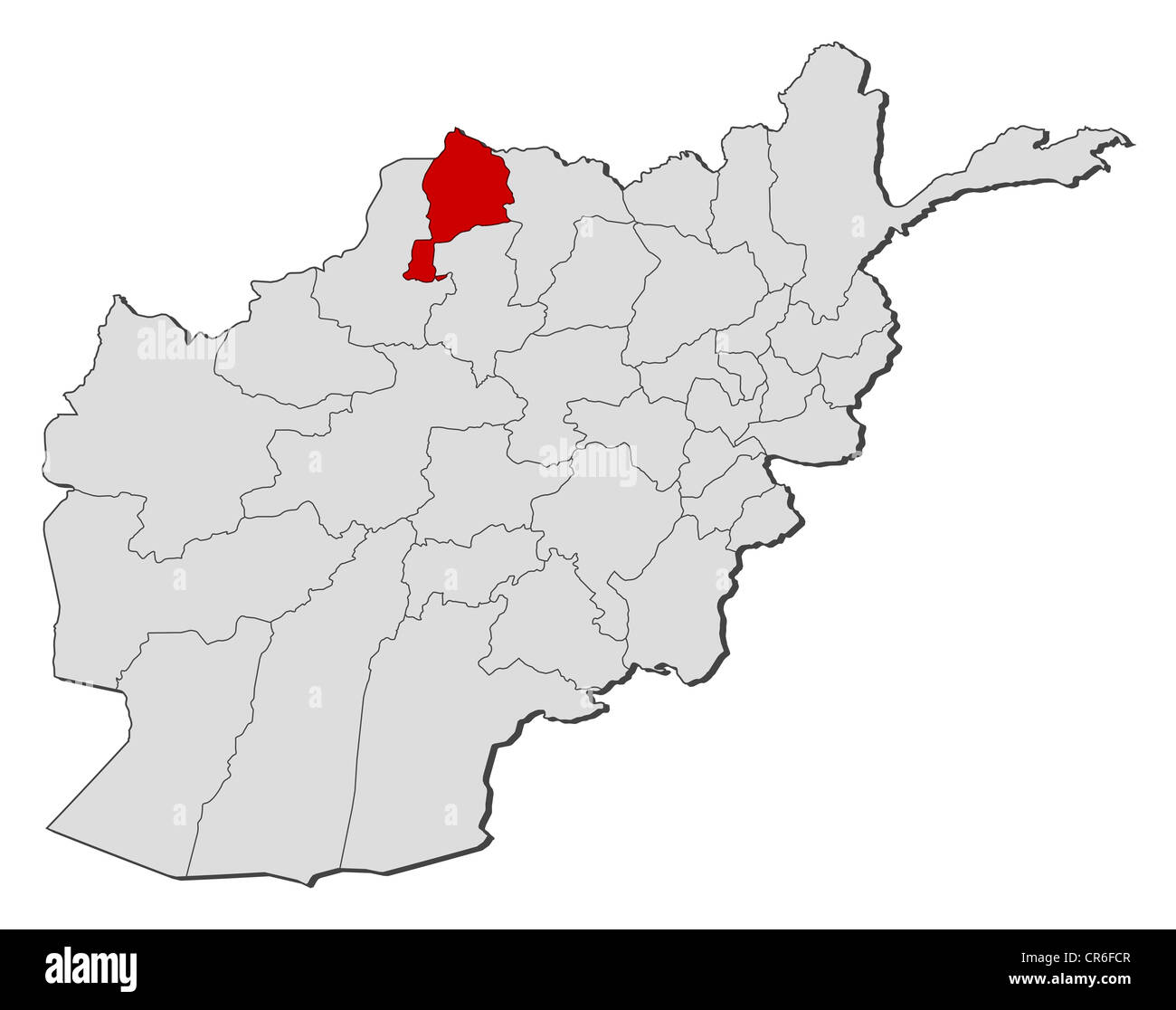 Political map of Afghanistan with the several provinces where Jowzjan ...