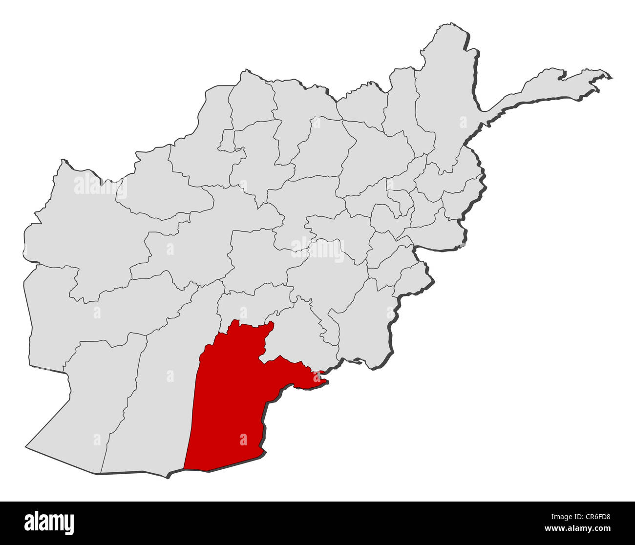 Political map of Afghanistan with the several provinces where Kandahar ...