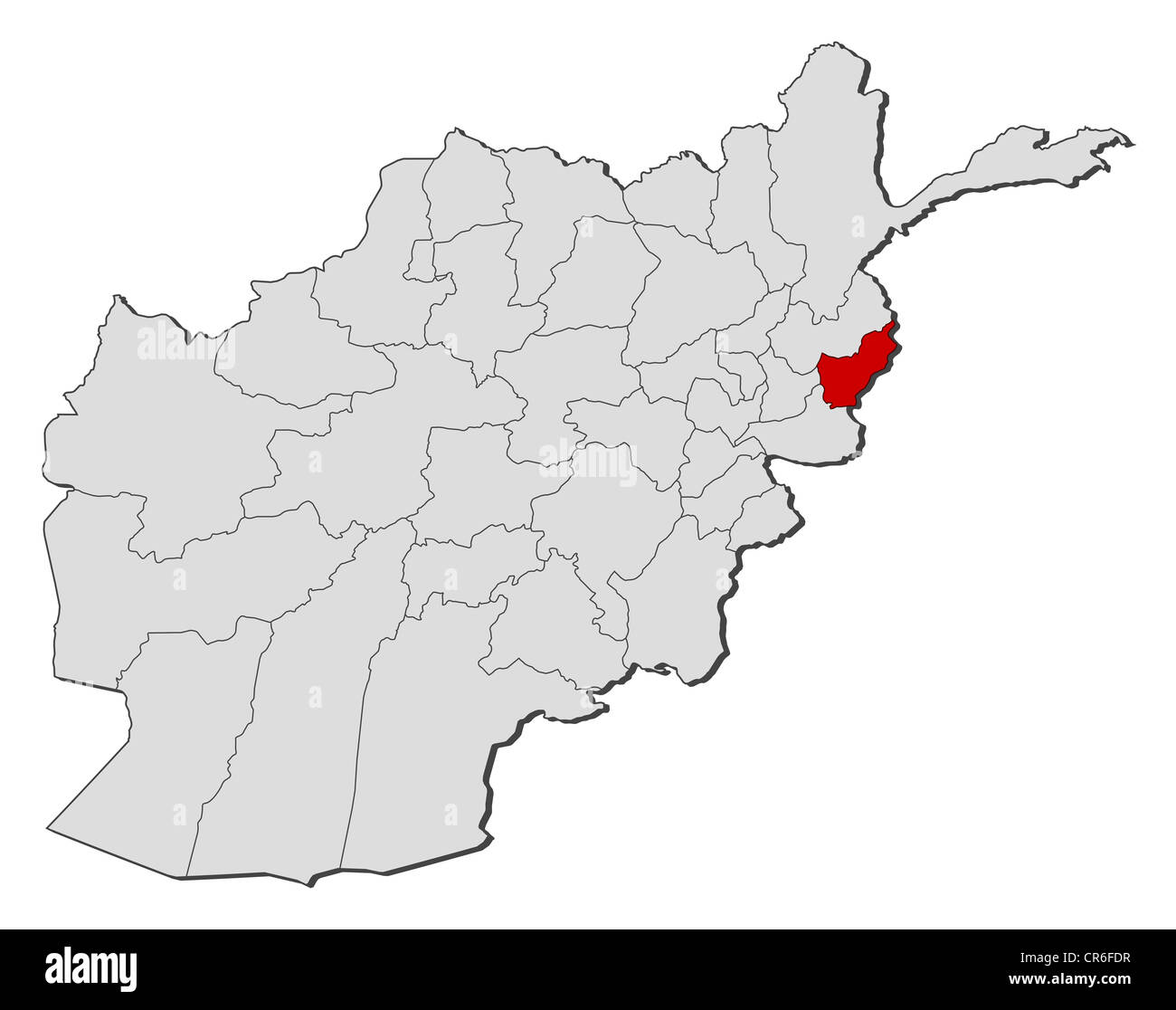 Political map of Afghanistan with the several provinces where Kunar is ...