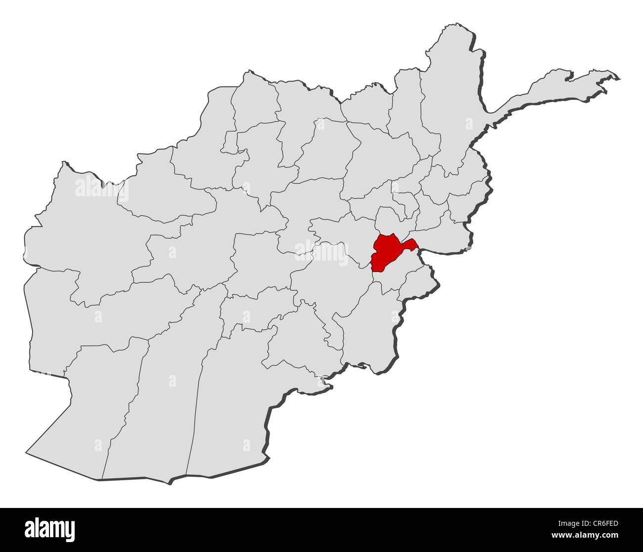 Political map of Afghanistan with the several provinces where Logar is ...