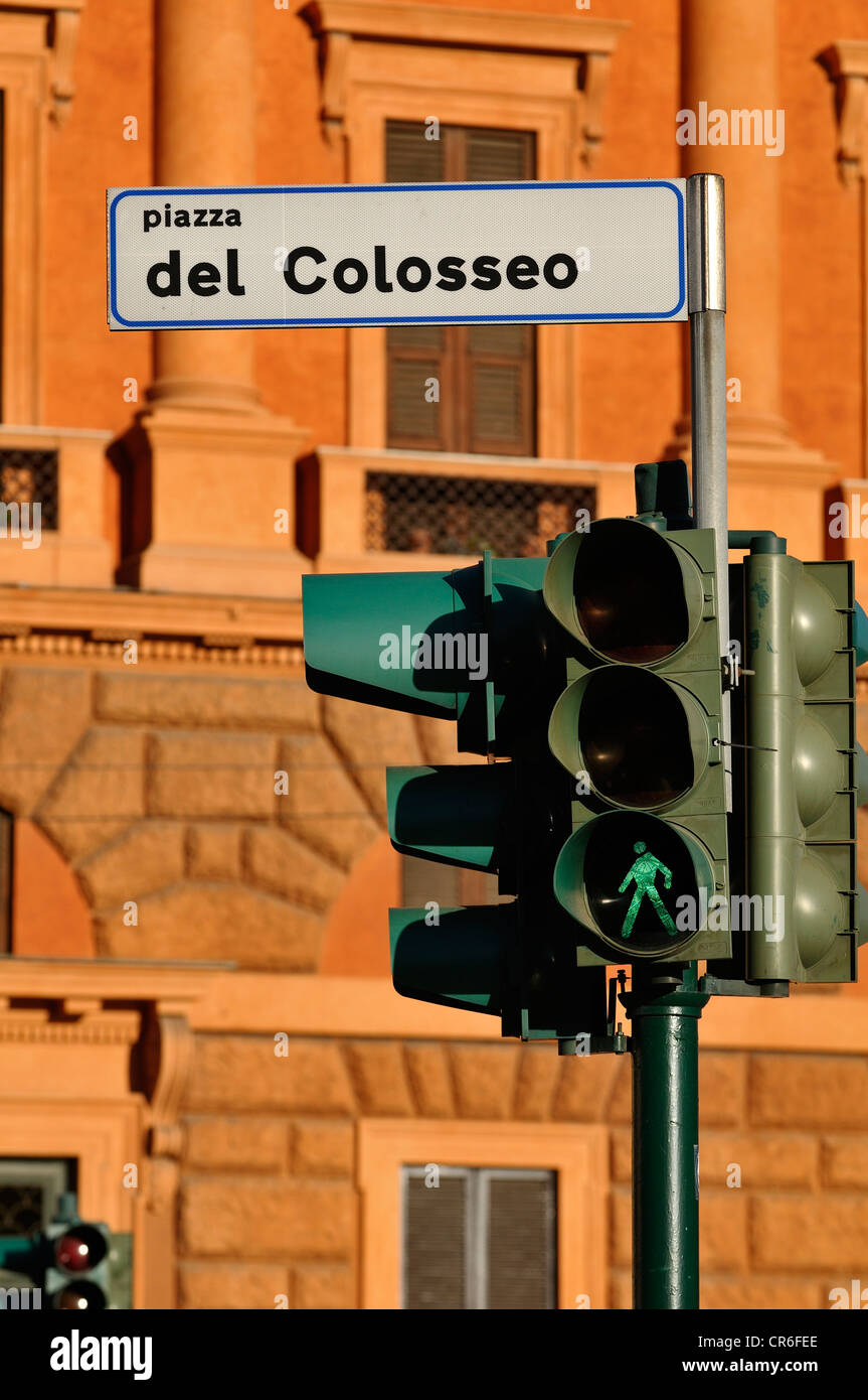 Traffic lights on Piazza del Colosseo square, Rome, Lazio region, Italy ...