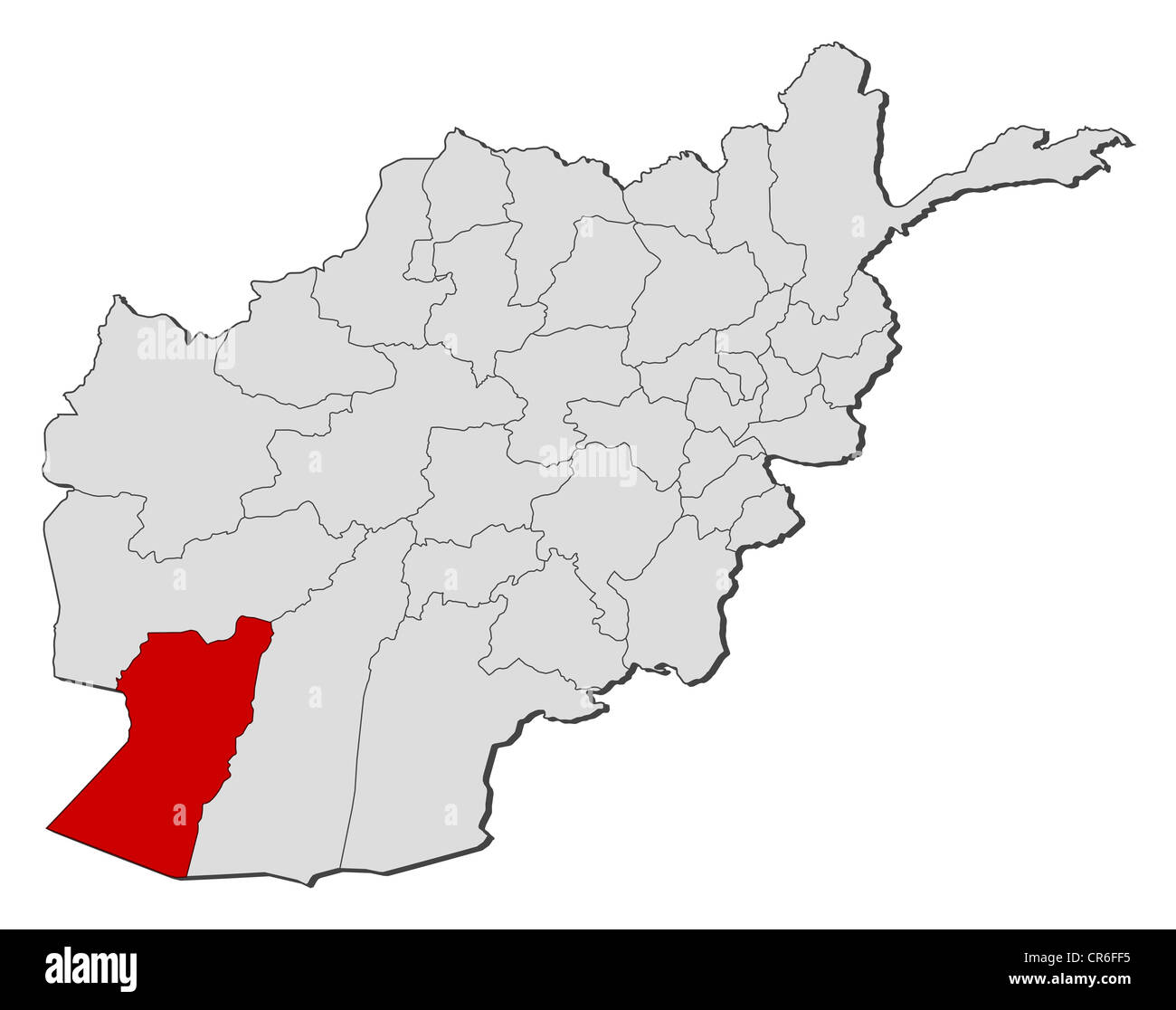 Political map of Afghanistan with the several provinces where Nimruz is ...