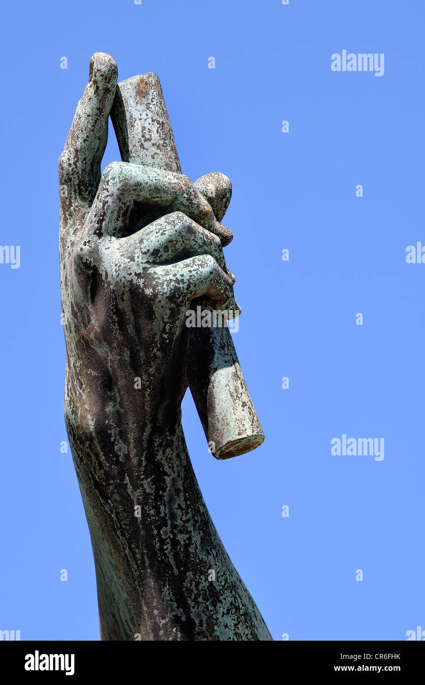 Emperor Julius Caesar, bronze statue, hand holding baton, Via dei Fori ...