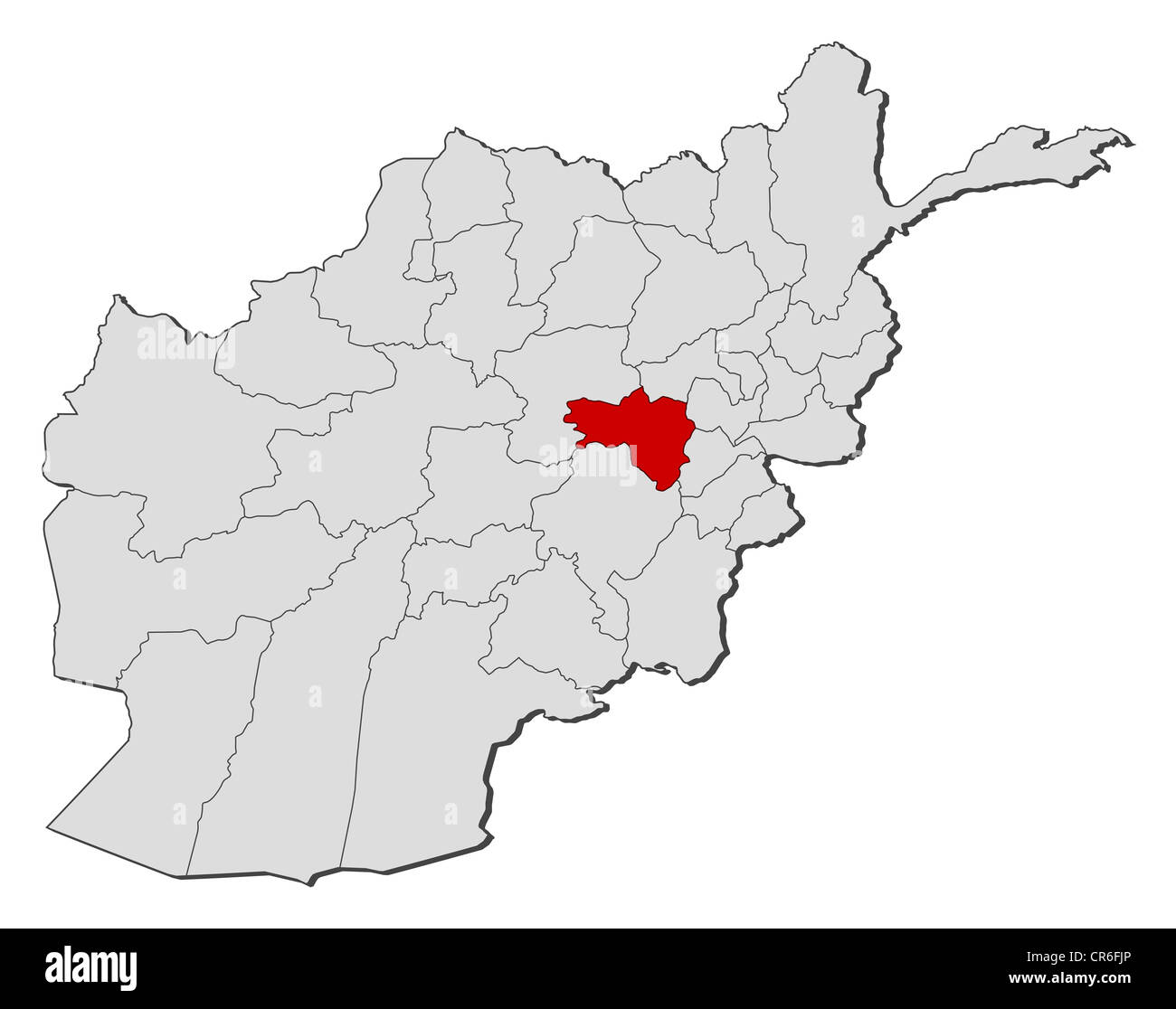Political map of Afghanistan with the several provinces where Wardak is ...