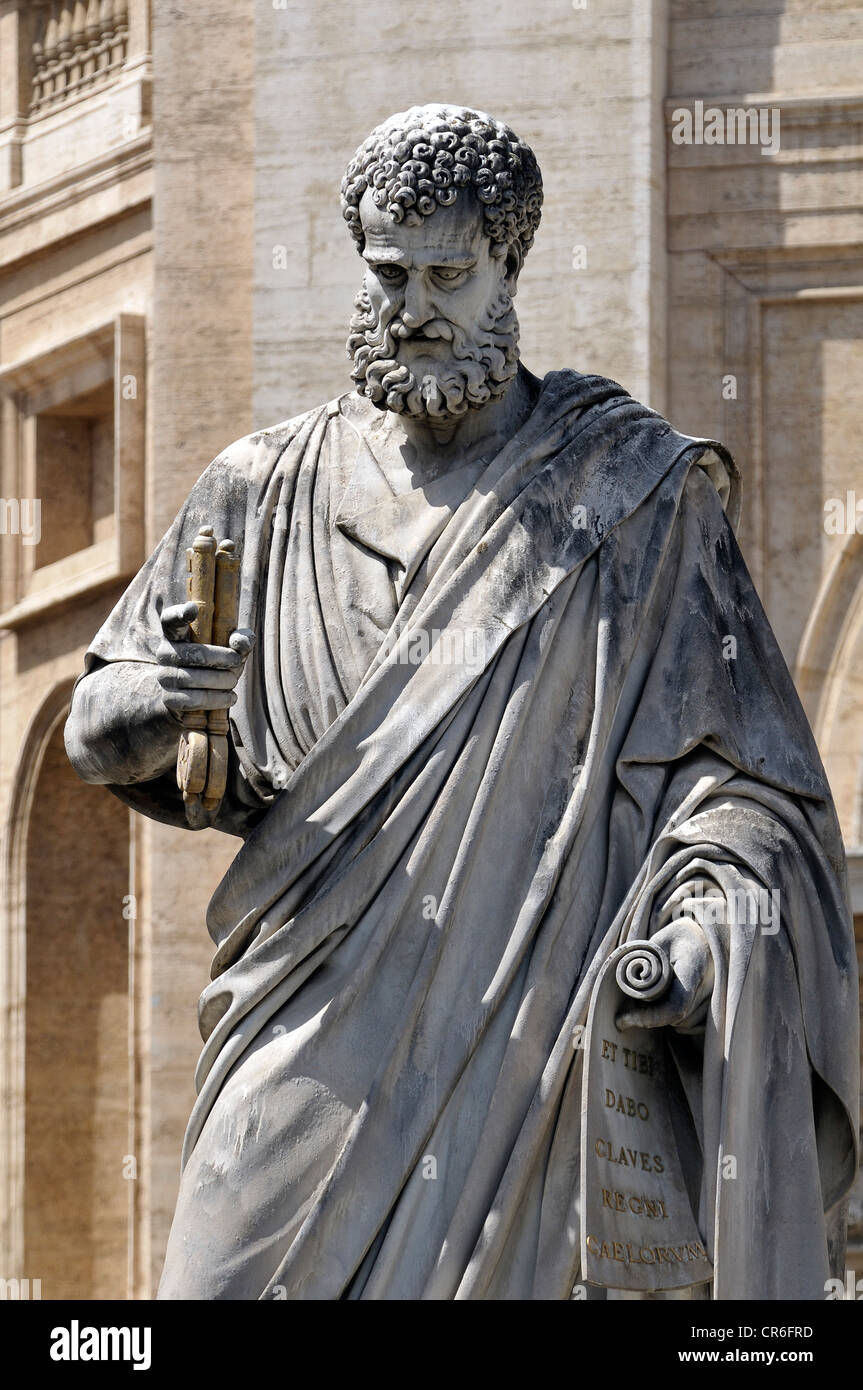 Statue of Saint Peter holding two keys, St. Peter's Square, Vatican ... Statue of Saint Peter holding two keys, St. Peter's Square, Vatican ...