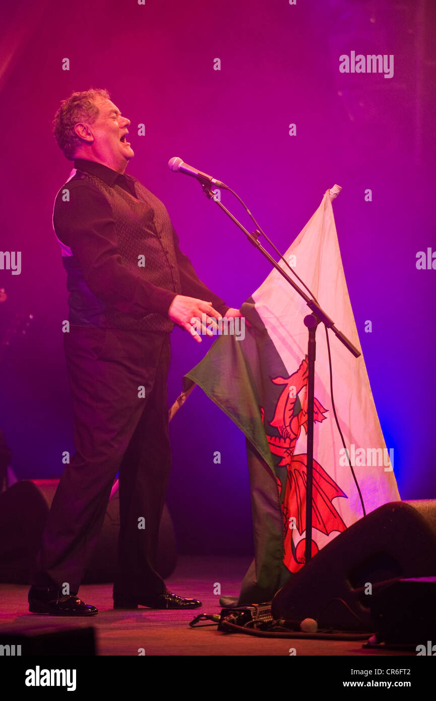 Max Boyce Welsh entertainer performing on stage at The Telegraph Hay ...