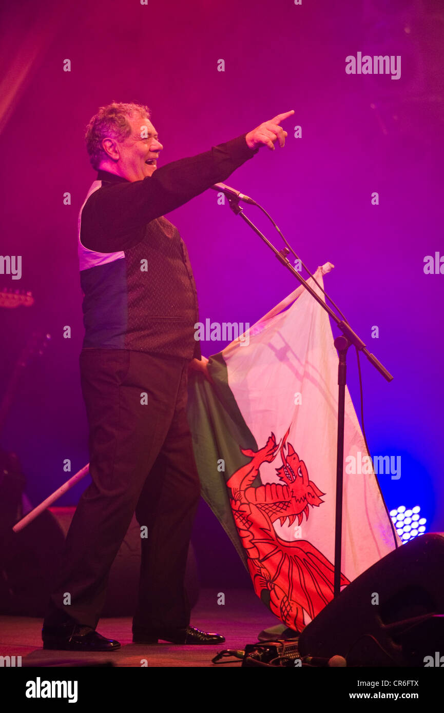 Max Boyce Welsh entertainer performing on stage at The Telegraph Hay ...