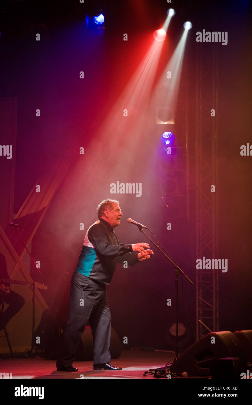 Max Boyce Welsh entertainer performing on stage at The Telegraph Hay ...