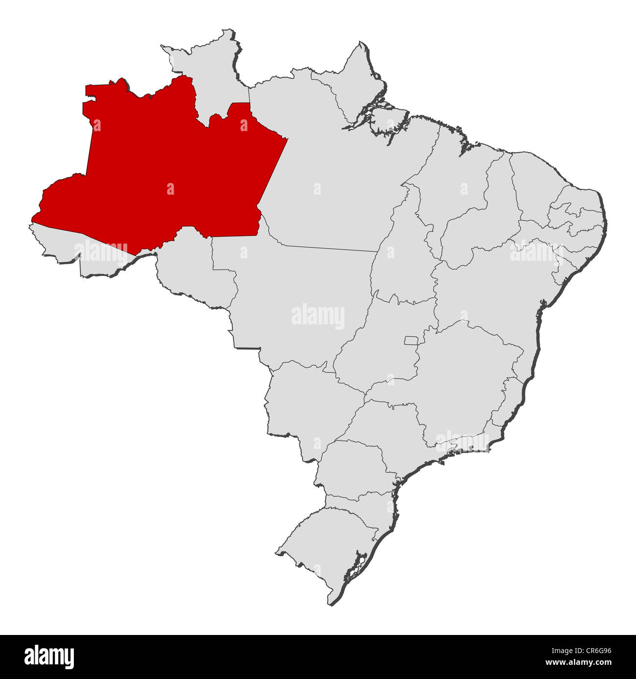 Political map of Brazil with the several states where Amazonas is ...