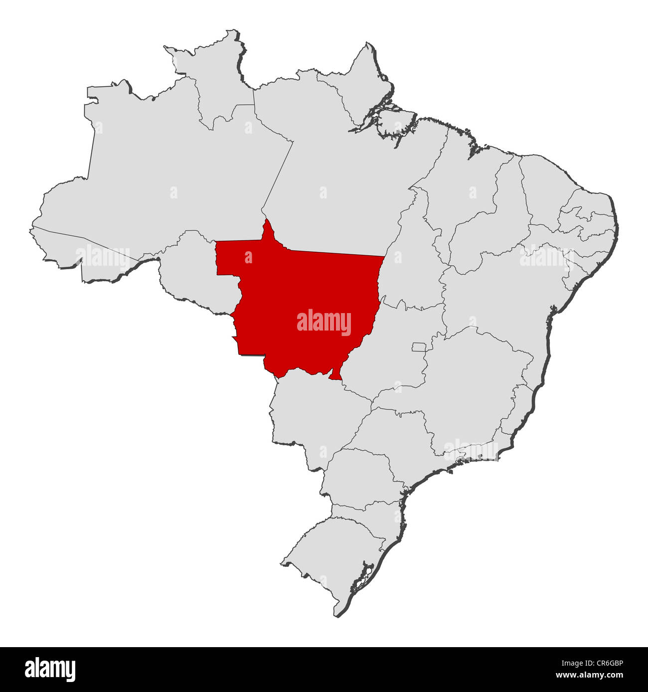 Political map of Brazil with the several states where Mato Grosso is ...