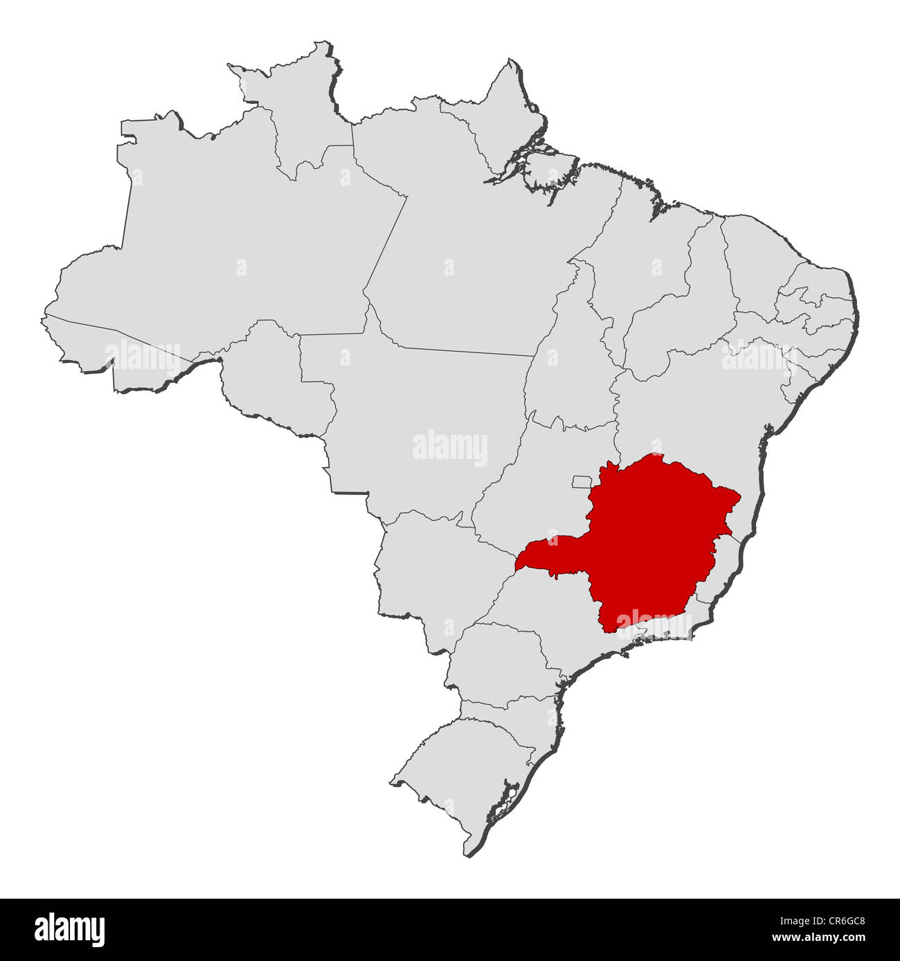 Political map of Brazil with the several states where Minas Gerais is ...