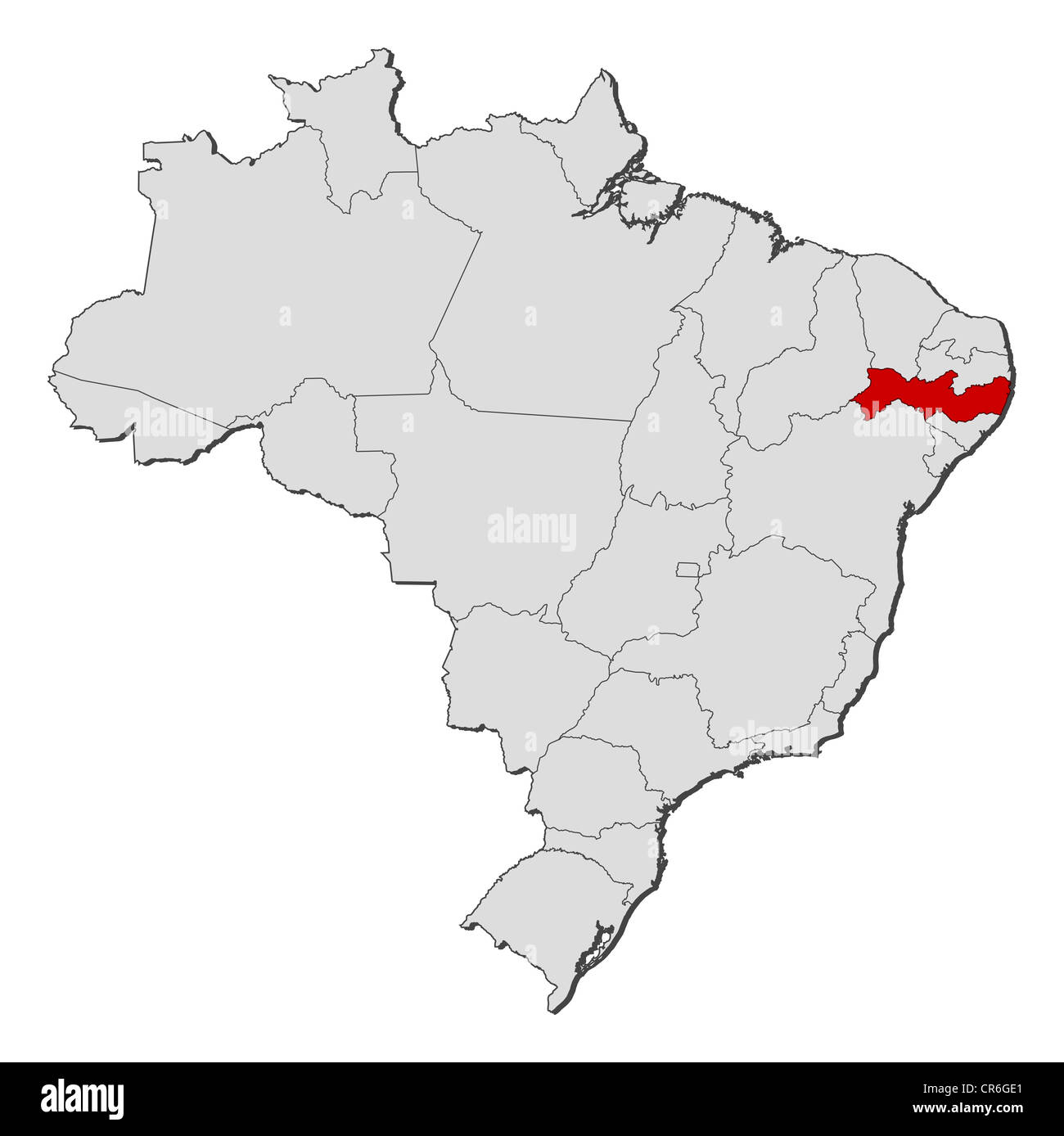 Political map of Brazil with the several states where Pernambuco is ...