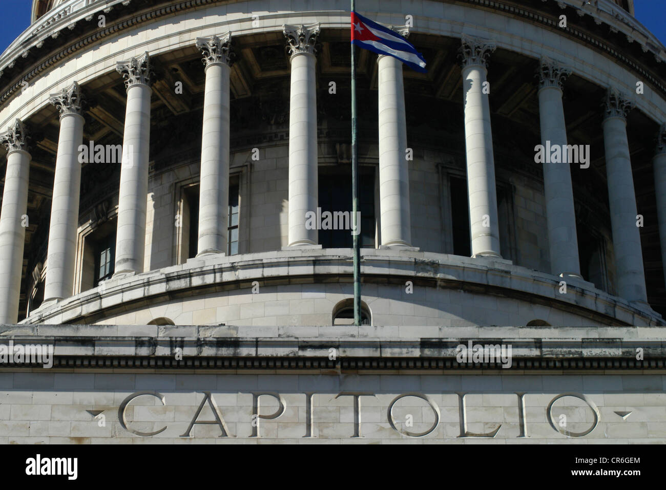 Capitolio building exterior doric columns cuban flag hi-res stock ...