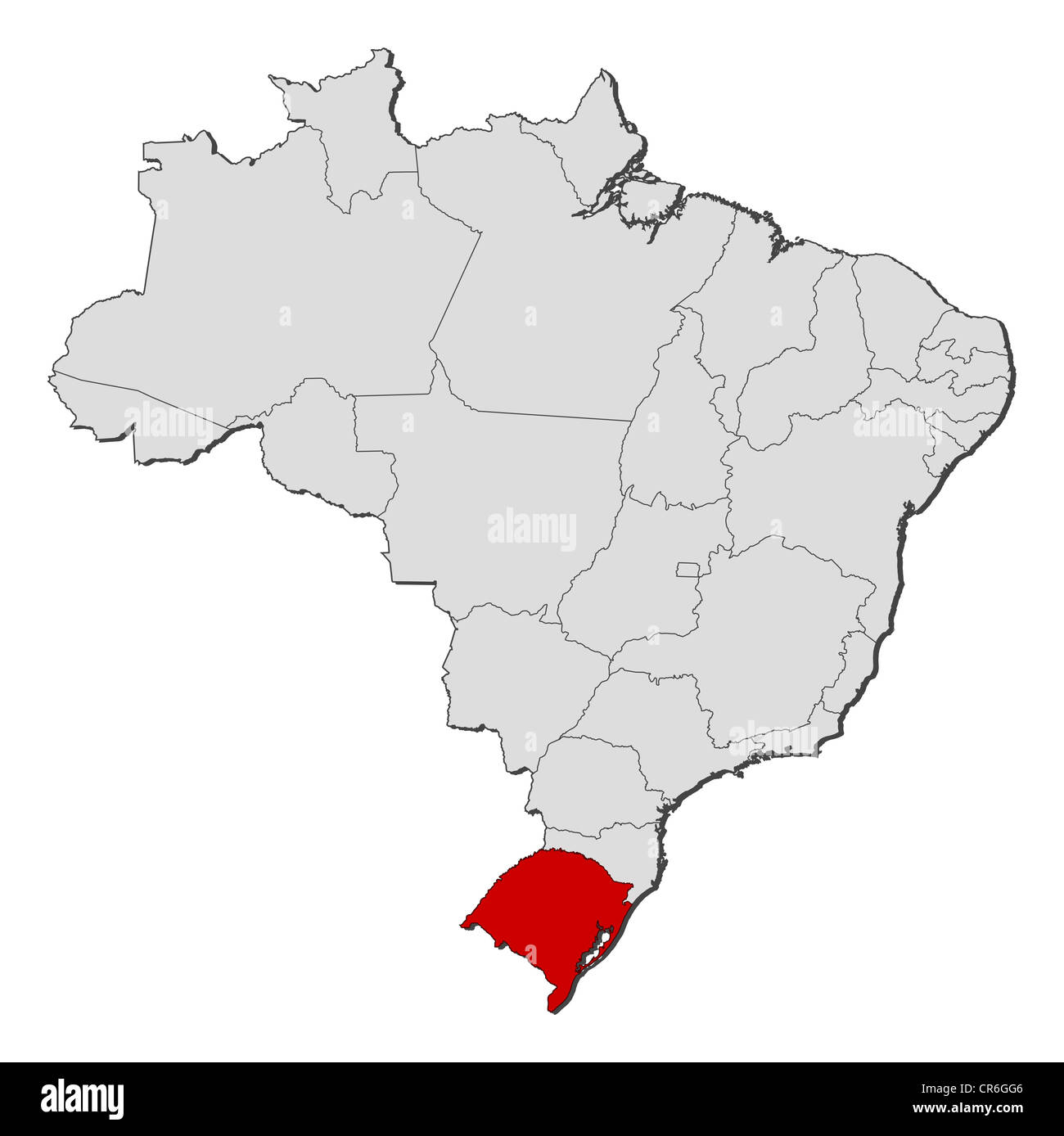Political map of Brazil with the several states where Rio Grande do Sul ...