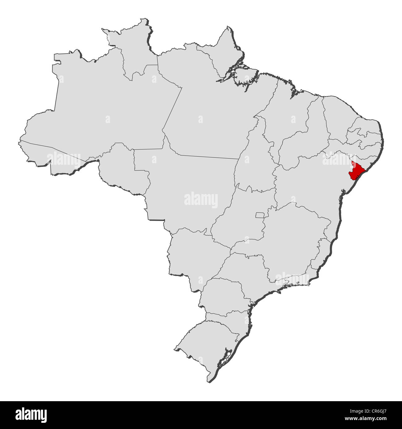 Political map of Brazil with the several states where Sergipe is ...