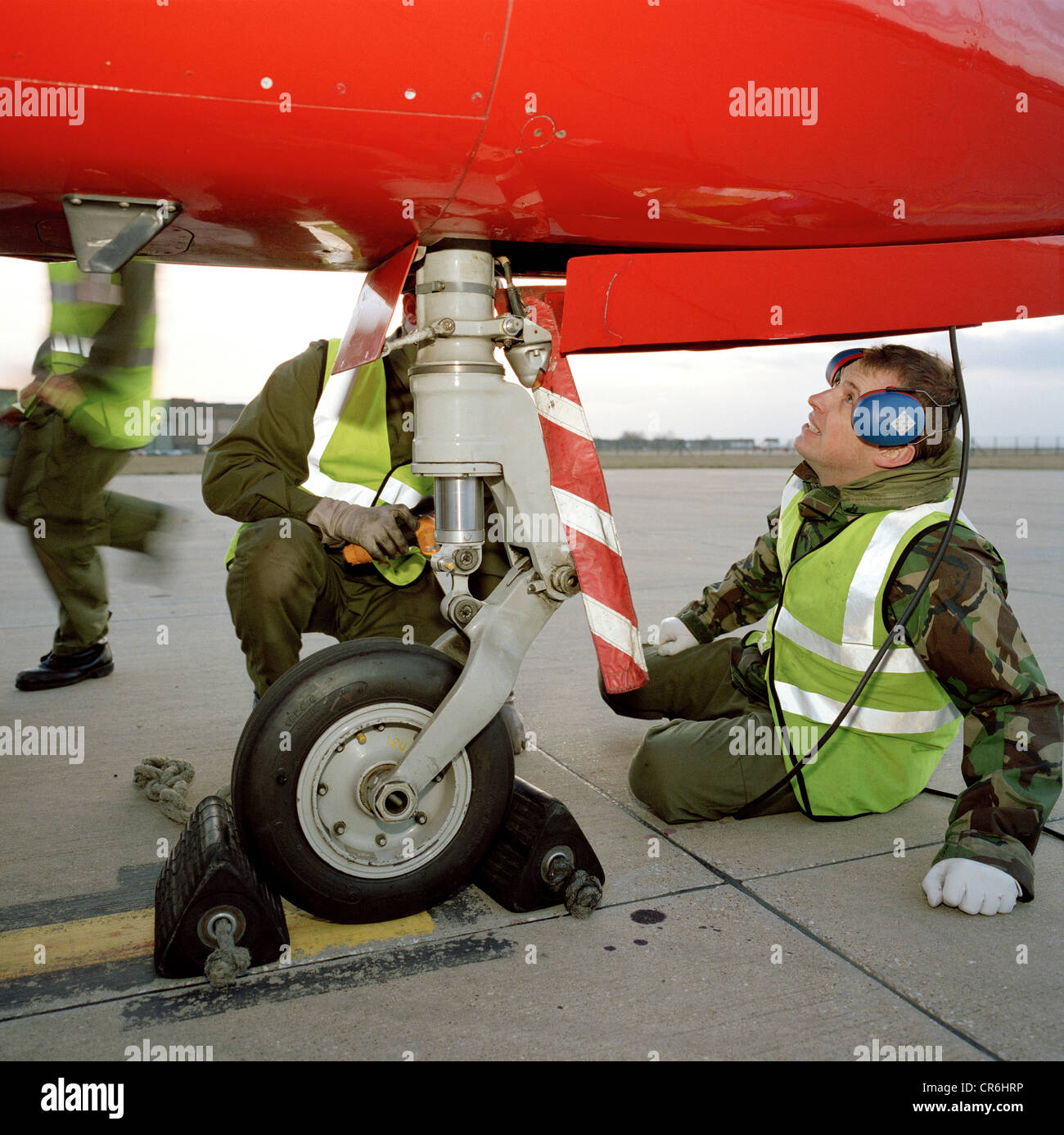 Engineering ground staff of the Red Arrows, Britain's RAF aerobatic ...