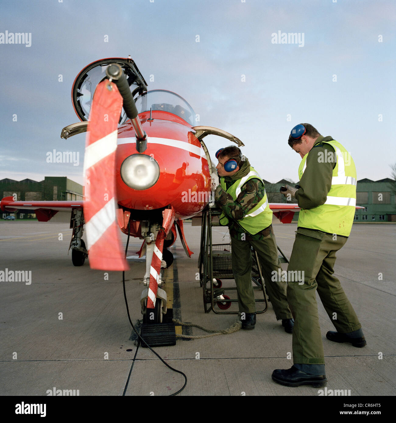 Engineering ground staff of the Red Arrows, Britain's RAF aerobatic ...