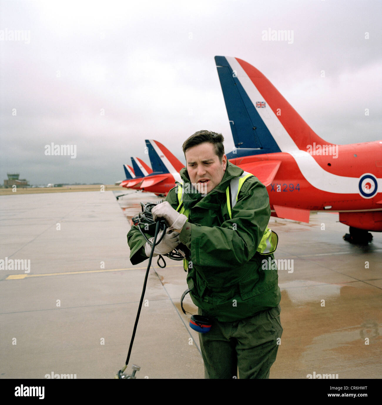 Engineering ground staff of the Red Arrows, Britain's RAF aerobatic ...