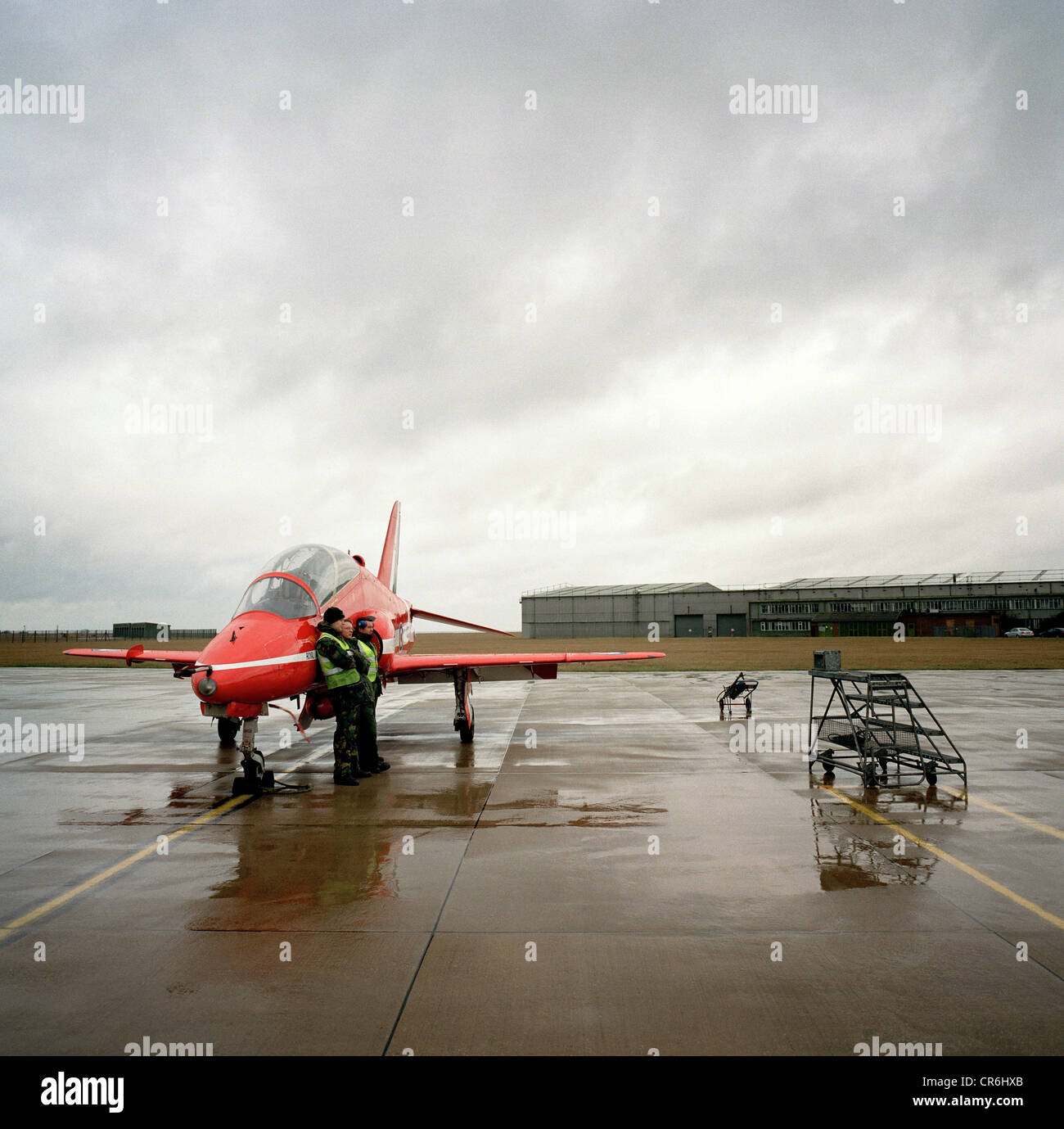 Engineering ground staff of the Red Arrows, Britain's RAF aerobatic ...