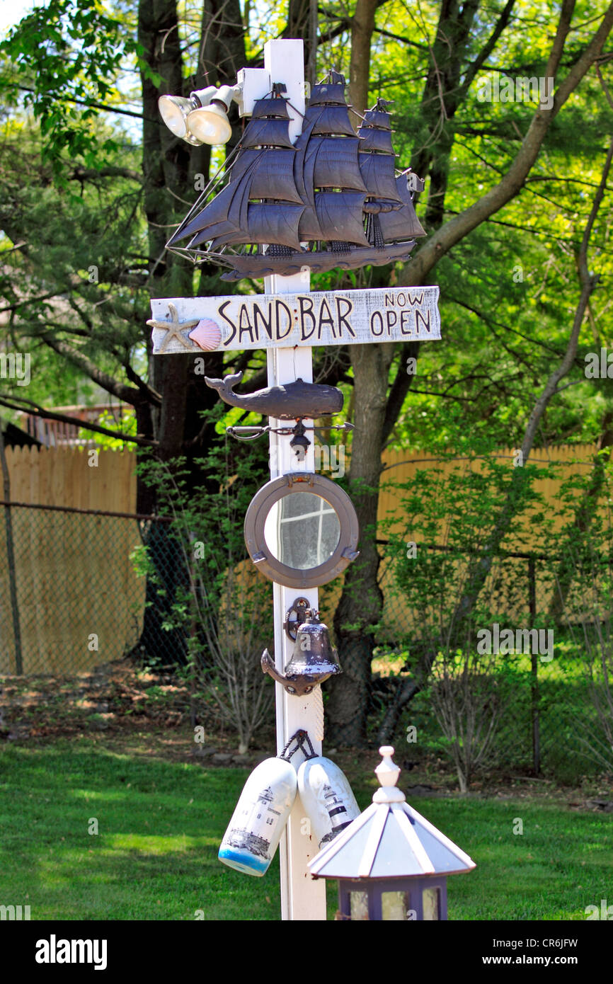 Nautical display in suburban backyard Long Island NY Stock Photo - Alamy