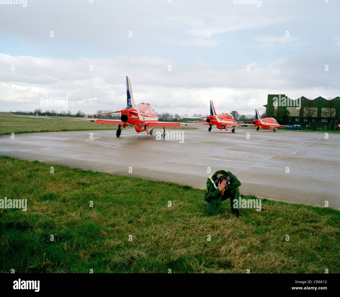 Engineering ground staff of the Red Arrows, Britain's RAF aerobatic ...