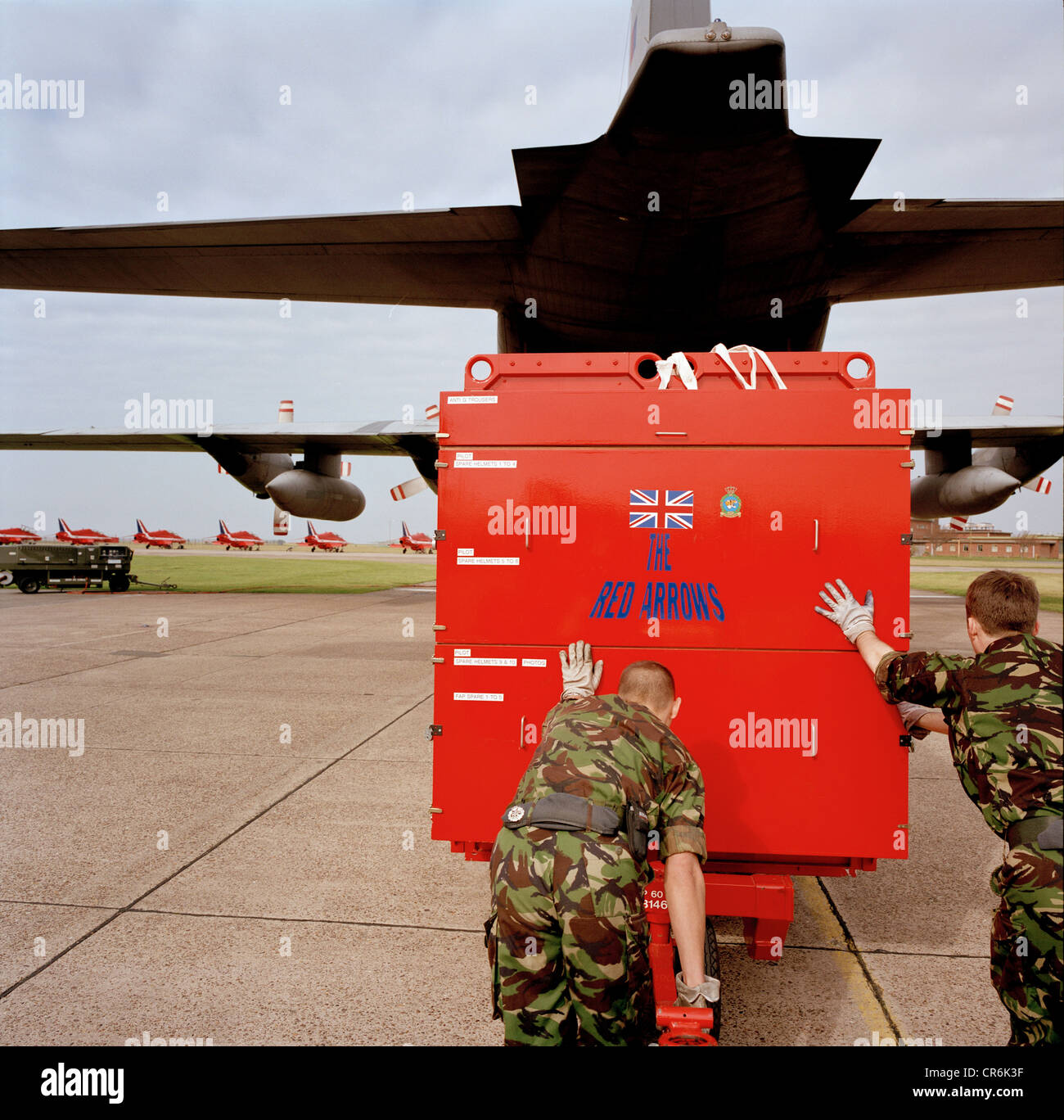 Engineering ground staff of the Red Arrows, Britain's RAF aerobatic ...