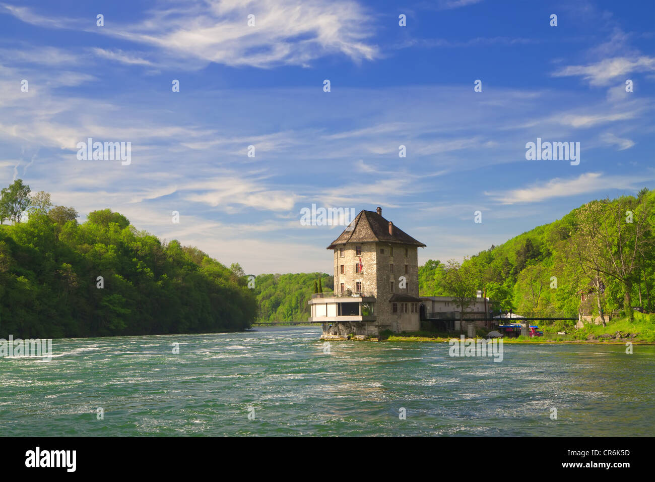The castle Worth on the Rhine Falls. Northern Switzerland . Europe ...