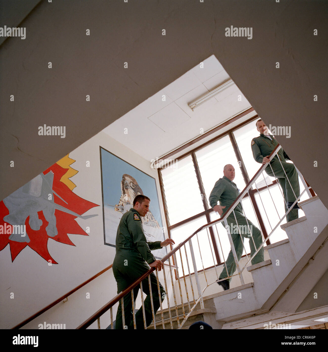 Pilots of the Red Arrows, Britain's RAF aerobatic team climb the steps ...