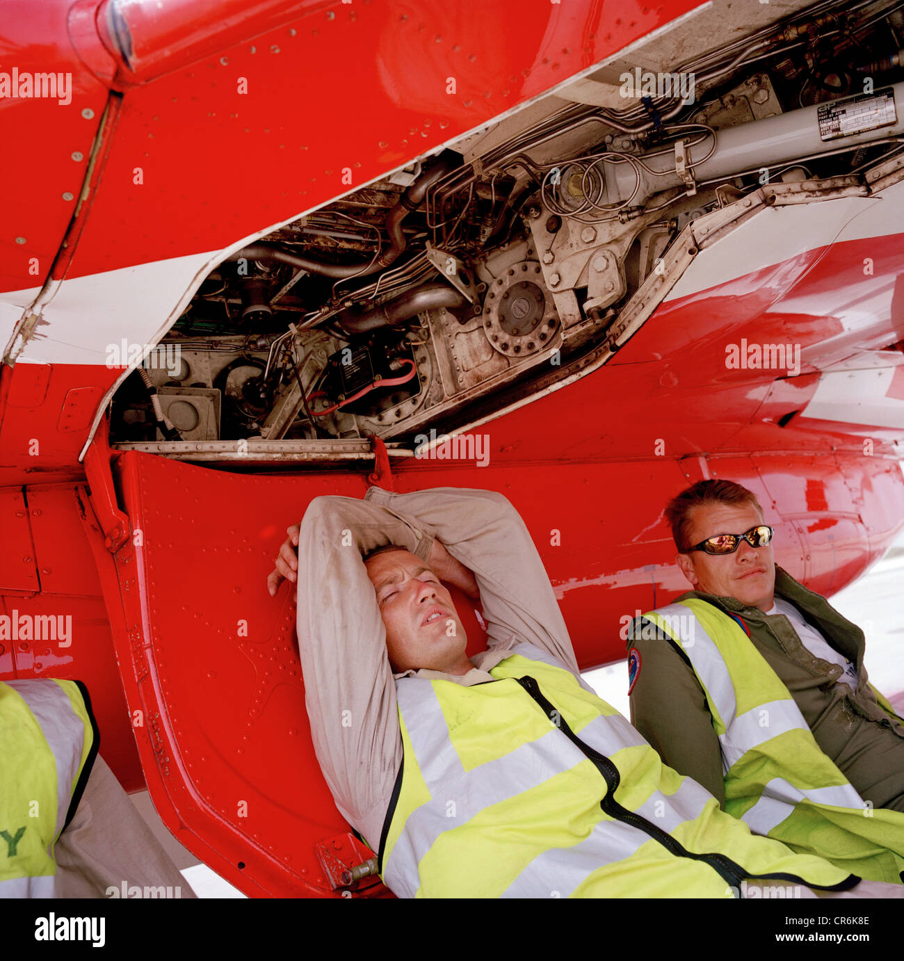 Engineering ground staff of the Red Arrows, Britain's RAF aerobatic ...