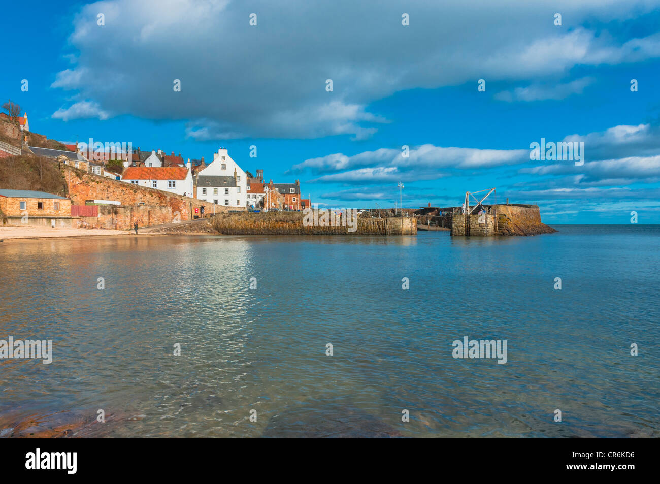 From the beach at Crail Fife looking towards the harbour Scotland Stock ...