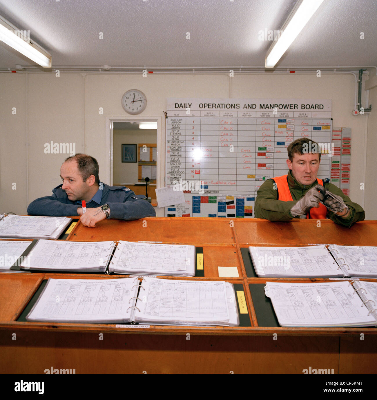 Engineering ground staff of the Red Arrows, Britain's RAF aerobatic ...