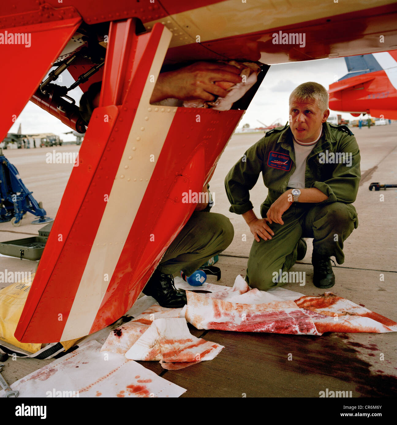 Engineering ground staff of the Red Arrows, Britain's RAF aerobatic ...