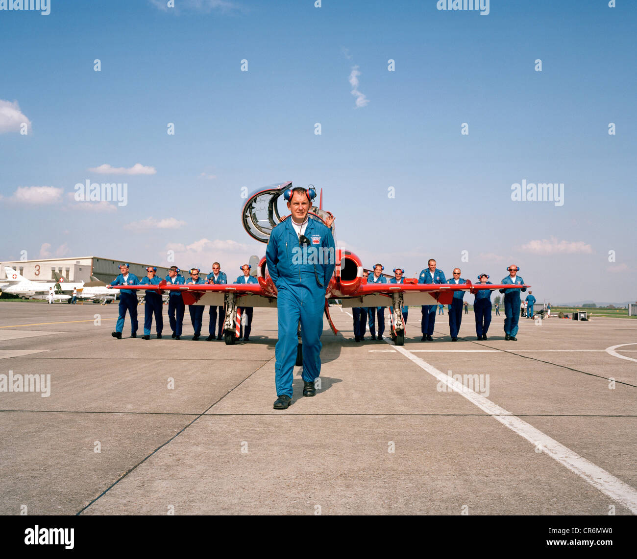 Engineering ground staff of the Red Arrows, Britain's RAF aerobatic ...