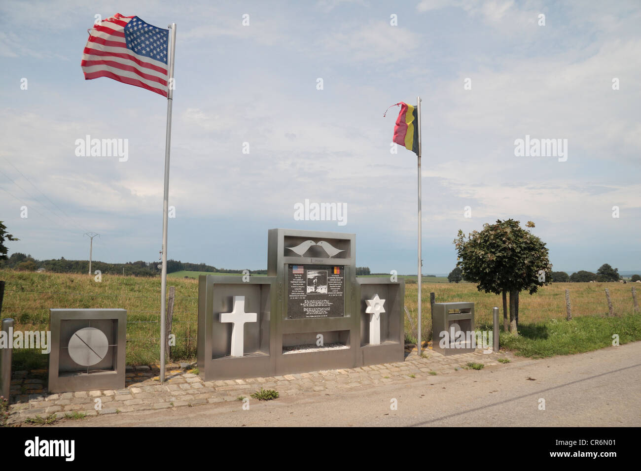 Memorial marking the site (the field behind the memorial) of the Foy ...