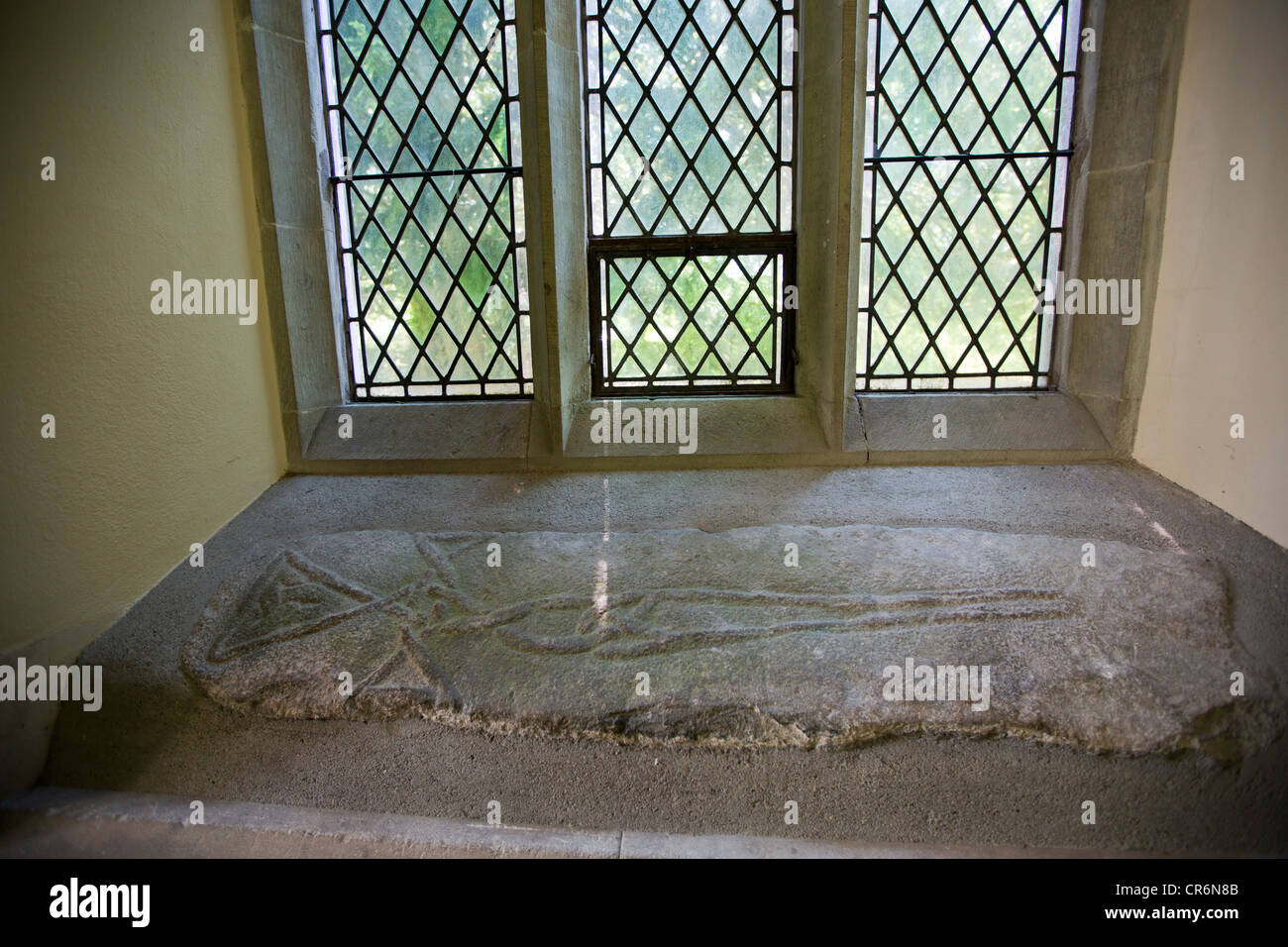 Primitive ancient celtic cross in Nevern church. Nevern Pembrokeshire ...