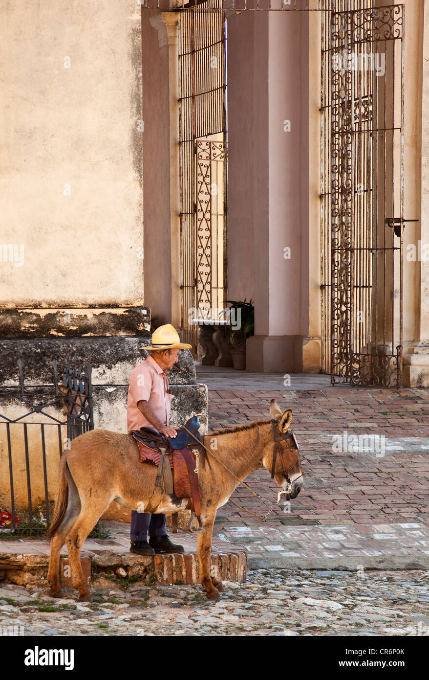Man on a donkey Trinidad Cuba Stock Photo - Alamy