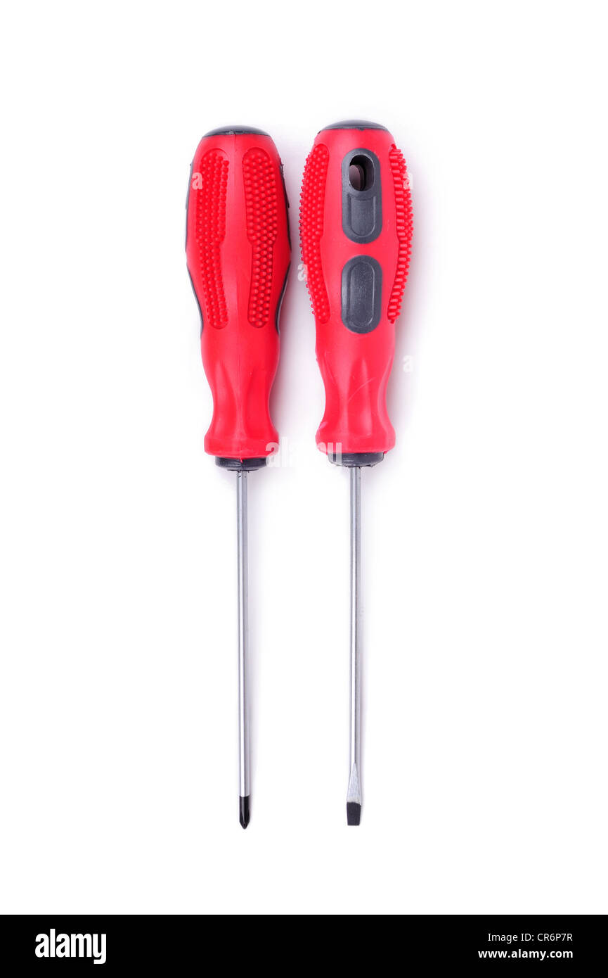 Two screwdrivers isolated on white background Stock Photo - Alamy