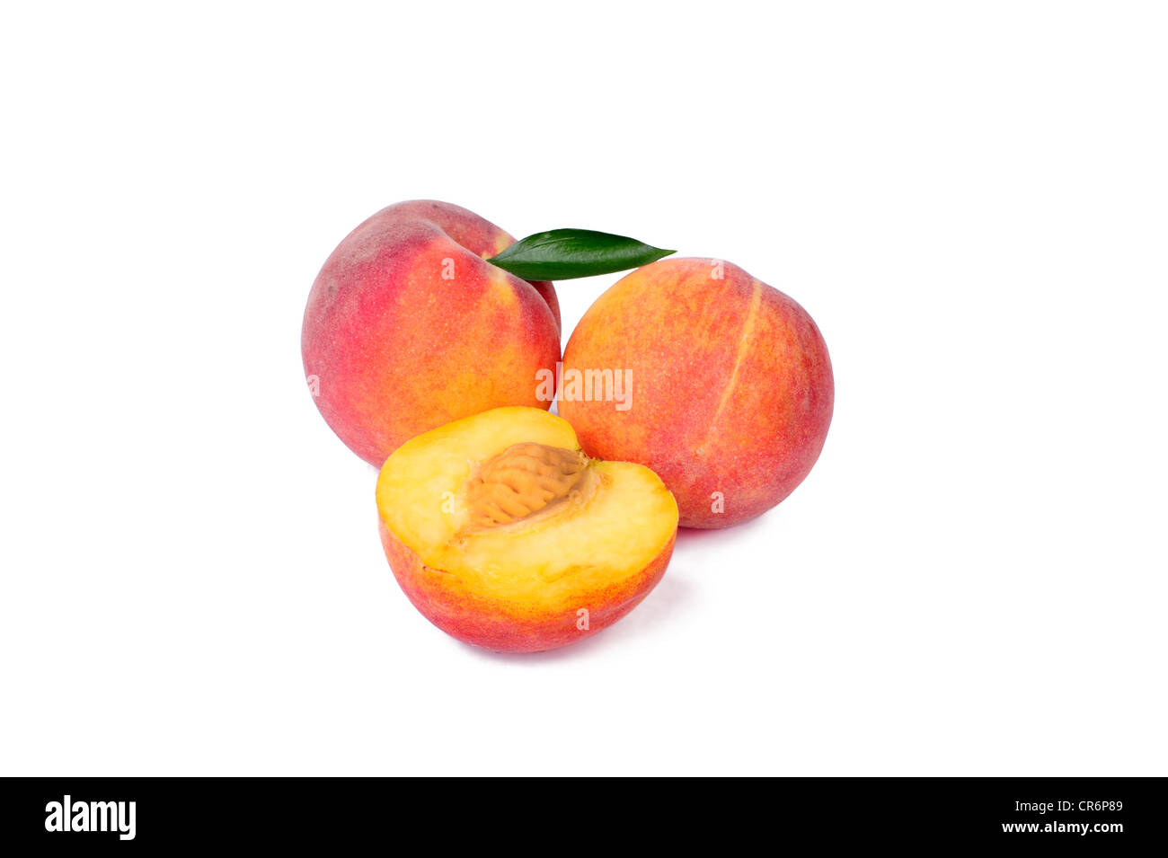 Peach fruits isolated on white background Stock Photo - Alamy