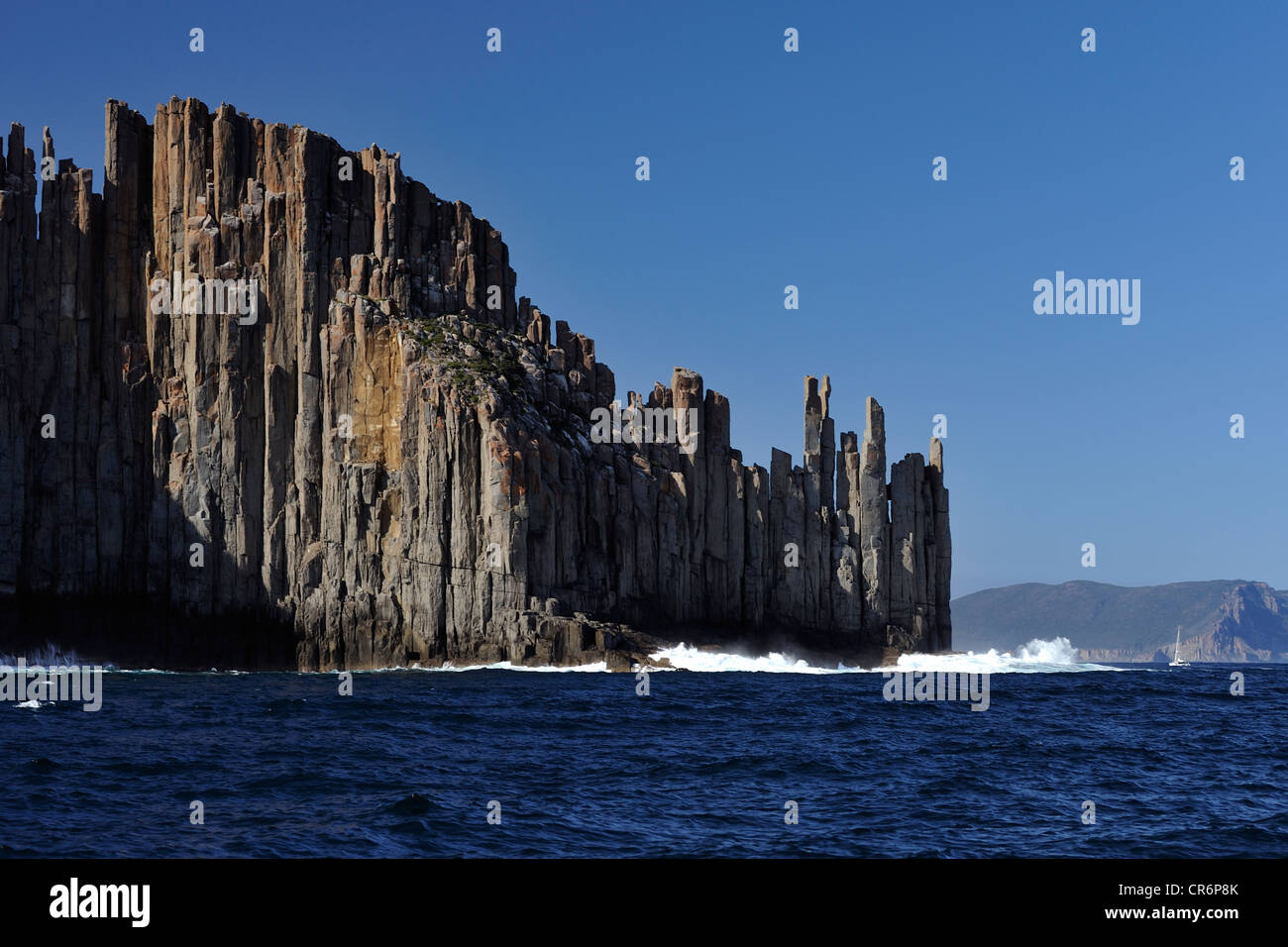 Dolerite pillars and cockscomb ridges of Cape Rauol at the south west ...