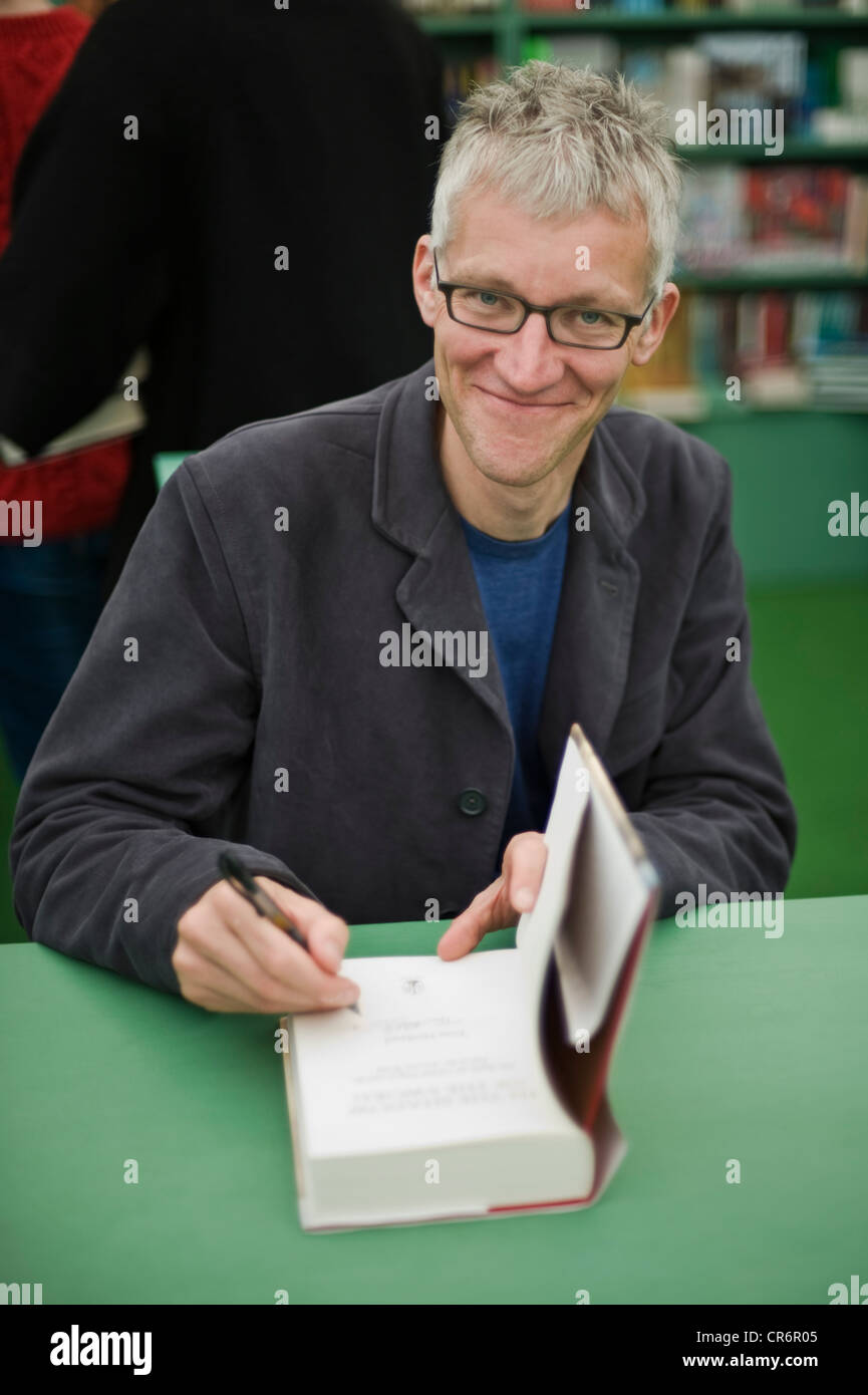 Tom Holland, English author pictured book signing at The Telegraph Hay ...