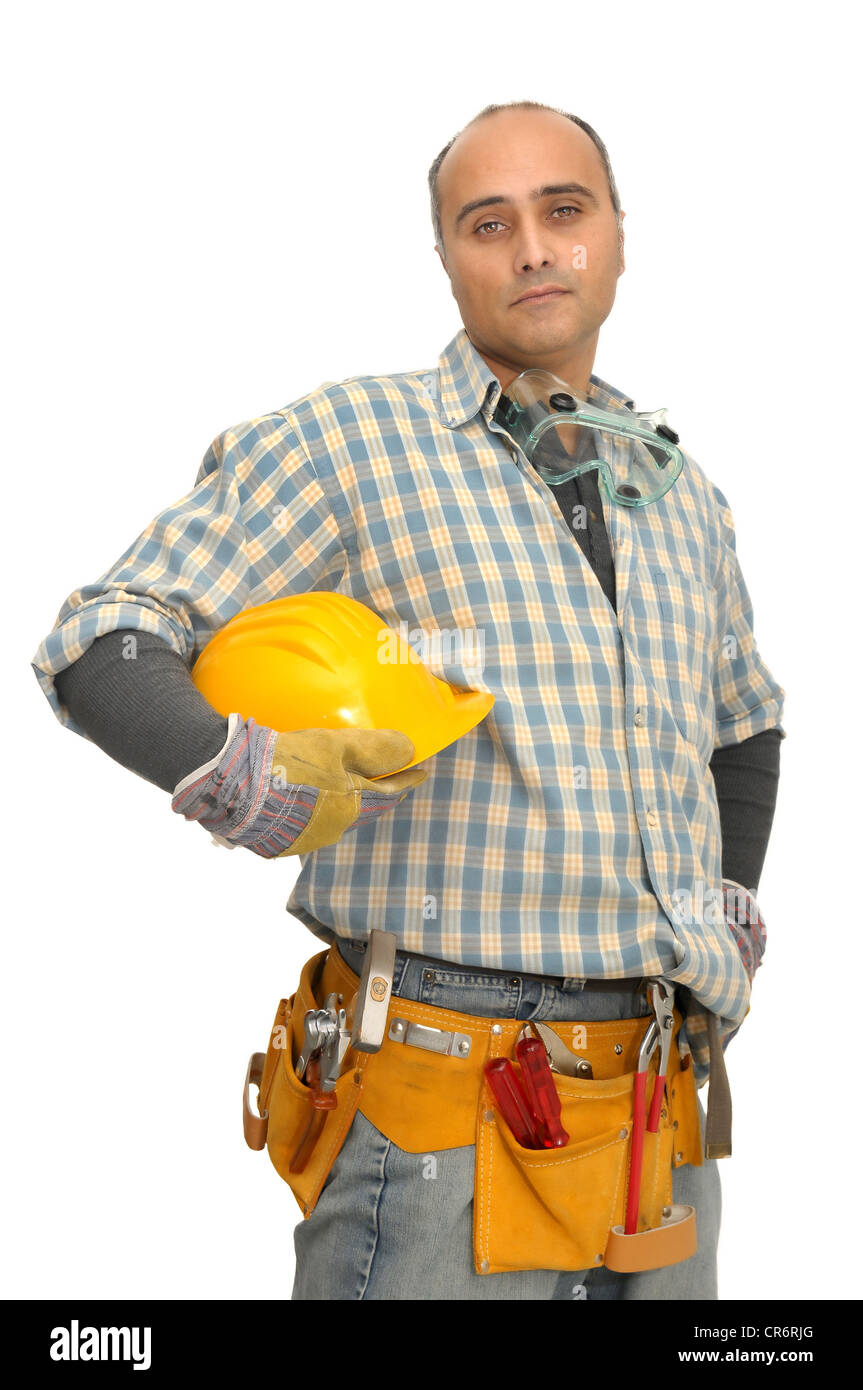 worker isolated in white Stock Photo - Alamy