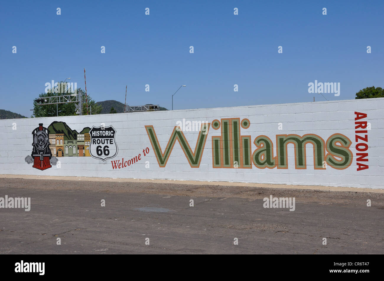 Welcome sign in Williams, Arizona (old Route 66 town Stock Photo - Alamy
