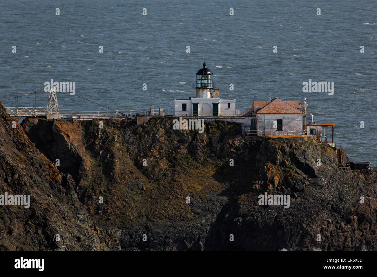 High Angle Close Up View of the Point Bonita Lighthouse, Golden Gate ...