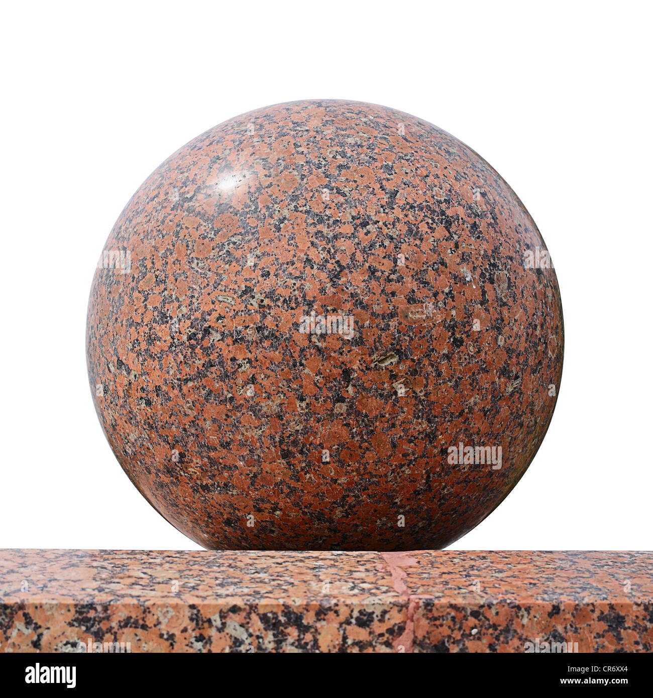 The big stone sphere on the basis isolated on white Stock Photo - Alamy