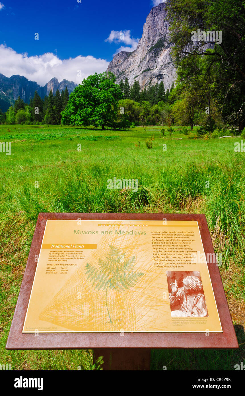 Interpretive sign, Yosemite Valley, Yosemite National Park, California ...