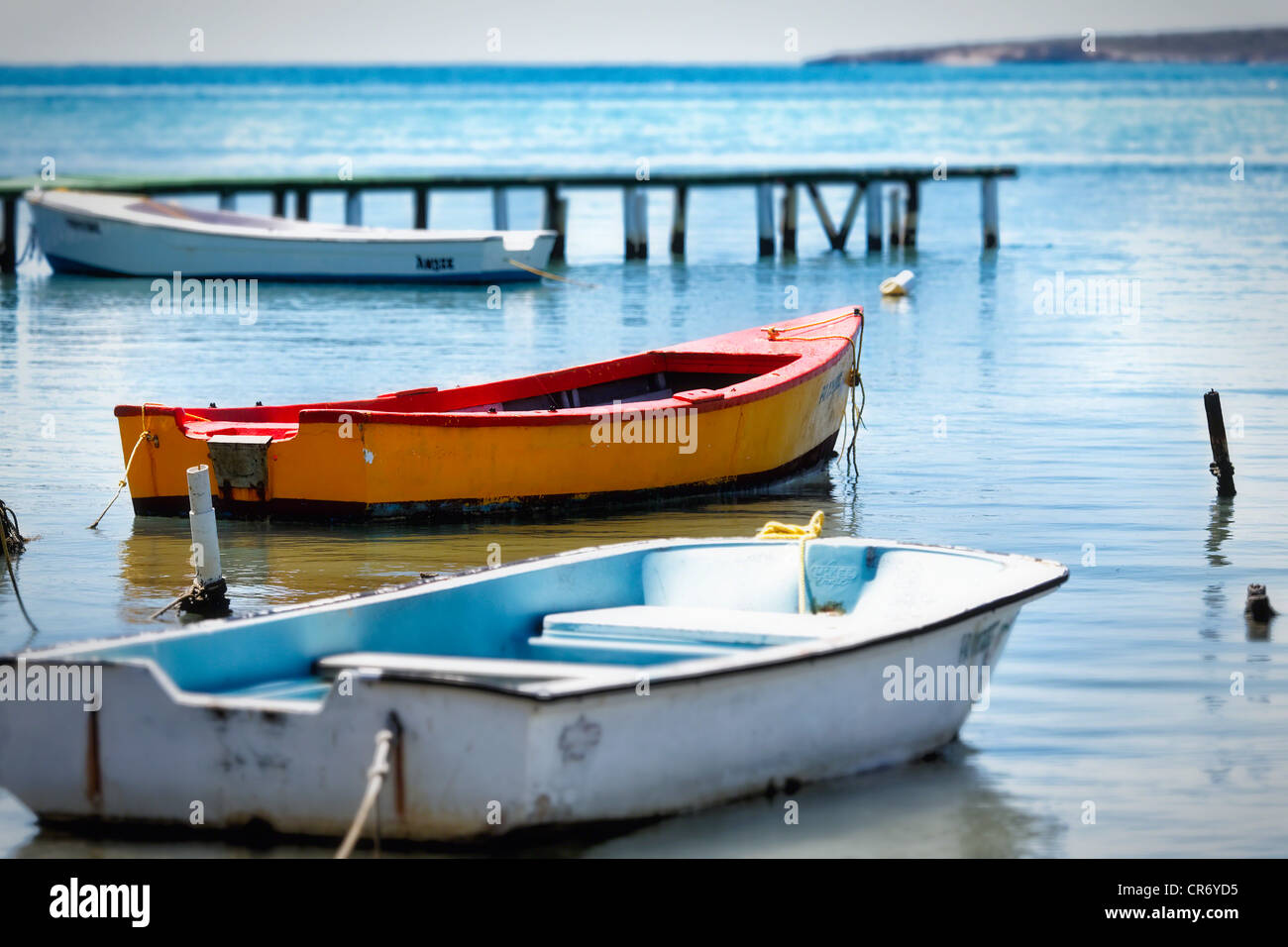 Small Fishing Boats Moored in a Bay, Cana Gorda, Guanica, Puerto Rico ...