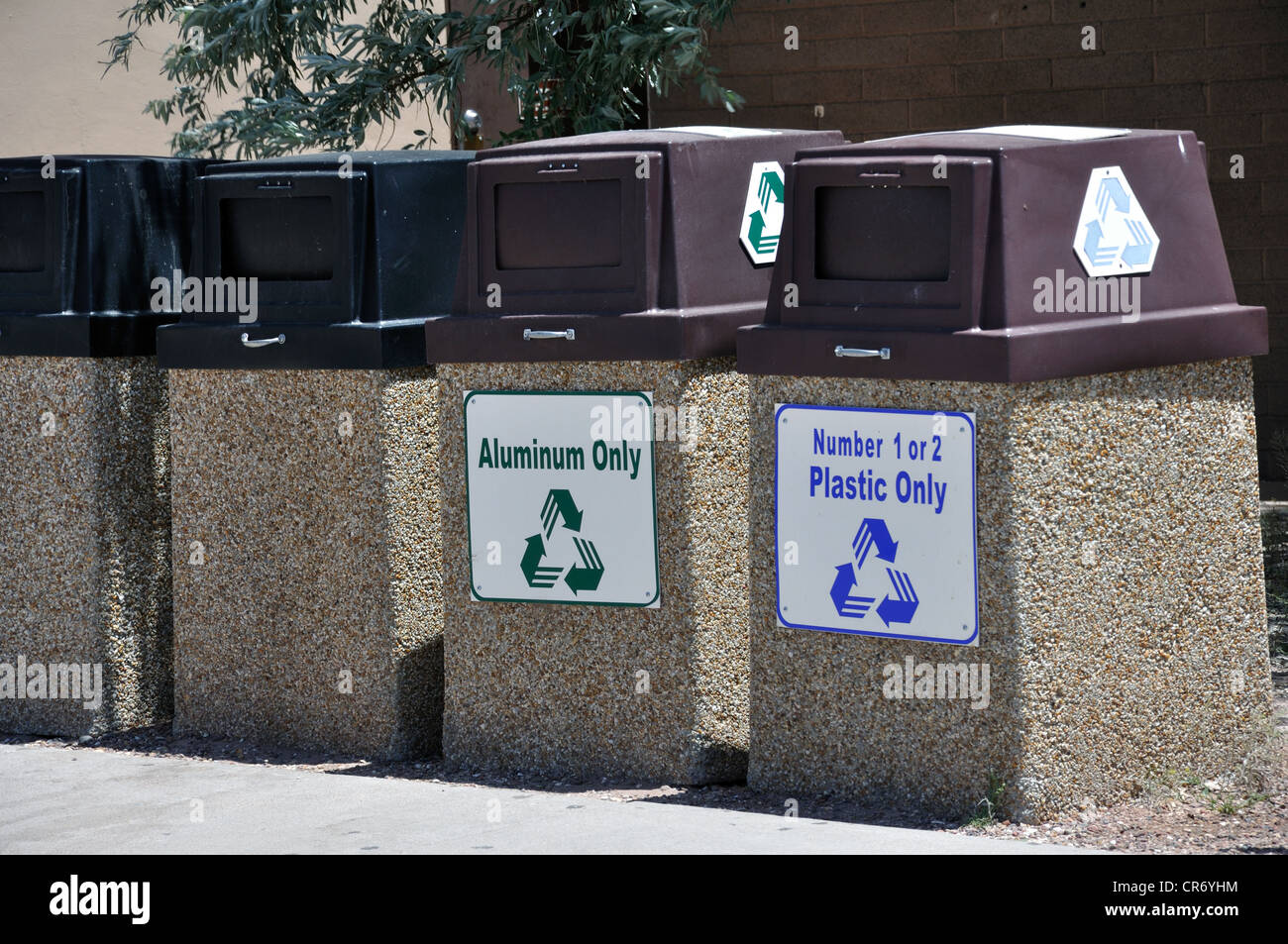 Recycling garbage bins, USA Stock Photo - Alamy
