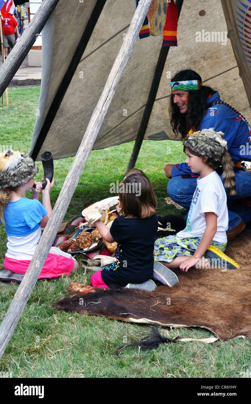 Native Indian tipi, Old West reenactment in Fort Worth, Texas, USA ...